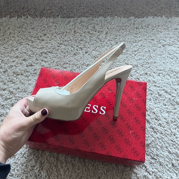 Guess | Shoes | Guess Nude Platform Heel Natural Light Patent In 85 | Poshmark